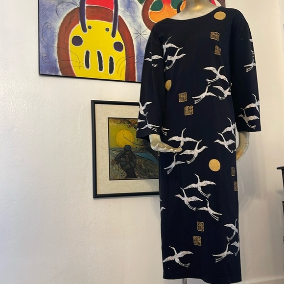 M. Mac | Dresses | M Mac 0 Cotton Stretch Asian Print Midi Dress 2x ...